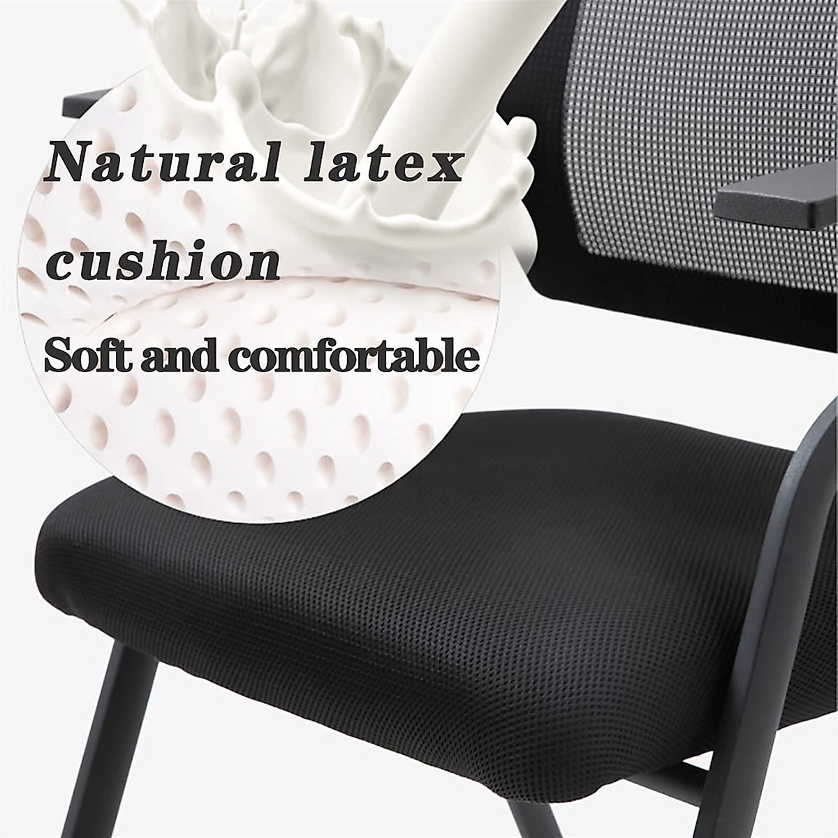MEHWSUR Classroom Chair with Desk Attached,Folding Mesh Office Chairs with Lumbar Support,Tablet Arm Chair with Right Handed Flip-Up Tablet Arm,Mesh Guest Reception Stack Chairs (Color : Black)