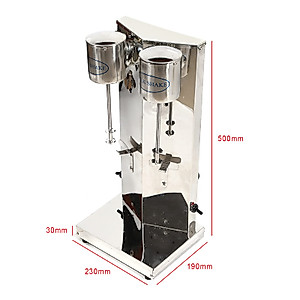 DYRABREST 180W Electric Milk Shake Maker, Commercial Double Head Milkshake Mixer Blender Machine, Stainless Steel Drink Milk Shake Maker Shaker with 4 Cups