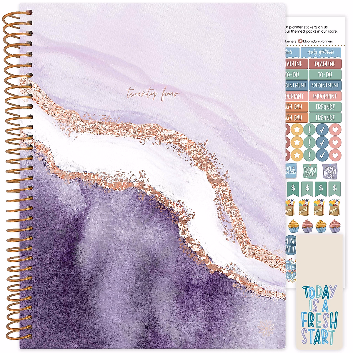 bloom daily planners 2024 (8.5" x 11") Calendar Year Day Planner (January 2024 - December 2024) - Weekly/Monthly Dated Agenda Organizer with Tabs - Daydream Believer, Lavender