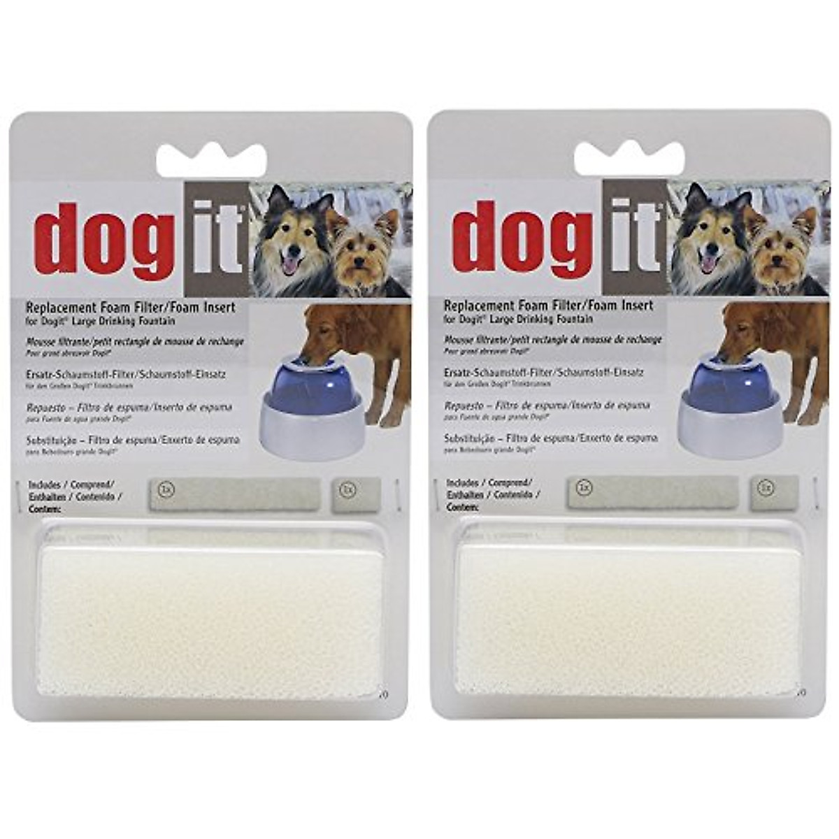 (4 Pack) Dogit Replacement Foam Insert for Fresh & Clear Large Dog Fountain (2 Packages with 2 Filters per Package)