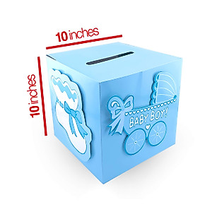 Tytroy Baby Shower Wishing Well Card Box Cute Decoration Rattle Pretty Keepsake Carriage (Blue)