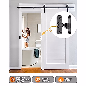 90/180 Degree Barn Door Lock, Small Flip Gate Latches Hardware, Door Security Sliding Door Latch Lock fo Cabinets, Barn Door, Bathroom, Gardenr Doors (Black-1Pc)