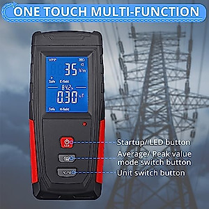 CAMWAY EMF Meter Electromagnetic Field Radiation Checker(1-1999V/m, 0.01-99.99μT) Handheld Mini Digital LCD EMF Detector Builtin Electromagnetic Radiation Sensor Sound-Light Alarm EMF Tester