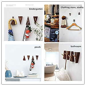 4 Pack Wall Hooks, Natural Black Walnut Coat Hooks Wall Mounted Free from Punching Hooks for Hanging Bathroom Towels,Entryway Wall Hangers Hooks for Keys, Hats,Ties.（Brass Hook+ Black Walnut）