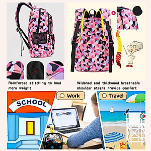 Geometric-Print Backpack School-Bag for Girls-Boys Middle-School Elementary Bookbags, Backpack for Girls 10-12