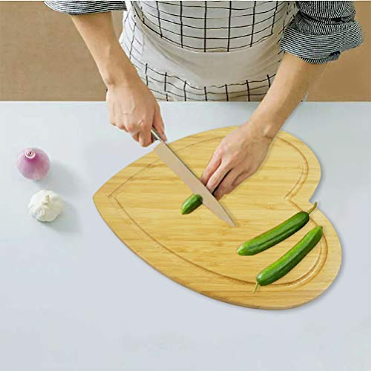 Cabilock Wood Cutting Board Heart Shaped Chopping Board Double Side Use Fruit Food Serving Board Tray Ktichen Board