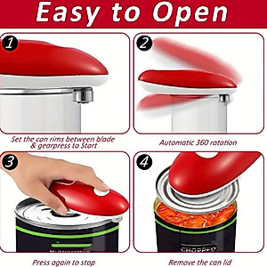 NEONSA Electric Can Opener,Battery Operated, Can openers for Seniors and Arthritis, Automatic Opener, Perfect for Kitchen Use, Portable and Compact Design, Can opener electric (Red)