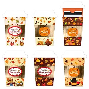 ANGOLIO 12Pcs Thanksgiving Gift Card Holder, Thanksgiving Appreciation Coffee Cup Gift Card Holder for Happy Thanksgiving Coffee Gift Cards for Thanksgiving Gifts Supplies taff Gifts, Nurse Presents, Gift Wrapping Decor