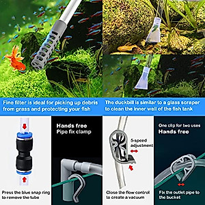 Damrcnn 5 10 Gallon Small Fish Tank Aquarium Vacuum Siphon Pump Gravel Cleaner Water Changer with Long Hose and Coral Feeder Pipettes Dropper Betta Fish Tank Accessories Cleaning Tools kit-Red