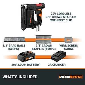 Worx Nitro WX843L 20V Power Share 3/8" Cordless Crown Stapler