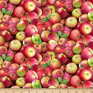 Elizabeth's Studio Food Festival Apples Fabric, Multi