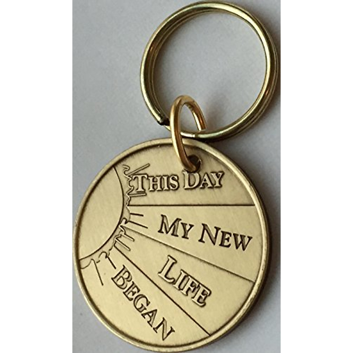 Engraved Sobriety Date Keychain Personalized This Day My New Life Began Medallion
