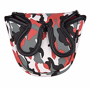 Golf Builder Red Camouflage Golf Club Mallet Putter Head Cover with Magnetic Closure for Center Shaft Putters