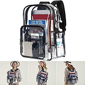 MATEIN Clear Bookbag, Anti Theft Transparent College School Backpack for Women Fits 15.6 inch Laptop