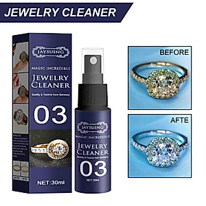 wekunro Jewelry Instant Shine Silver Jewelry Cleaner Spray and Brush Kit, Diamond-Shine Jewelry Cleaner Spray Set, Quick Jewelry Cleaning Spray Restore Sparkle for Jewelry 30ml (1PCS)