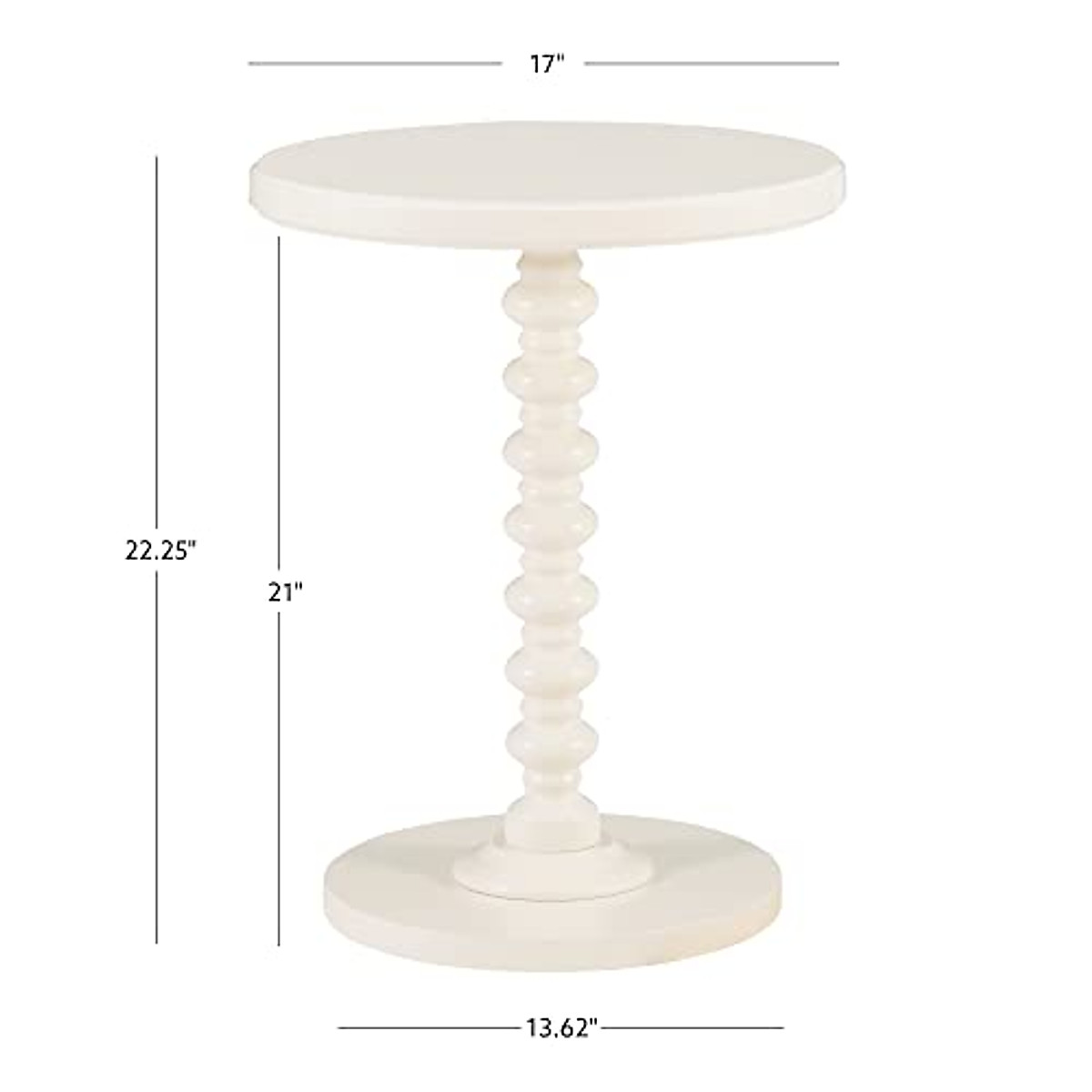 Powell White Tarkin Round Turned Spindle Pedestal Side Accent Table