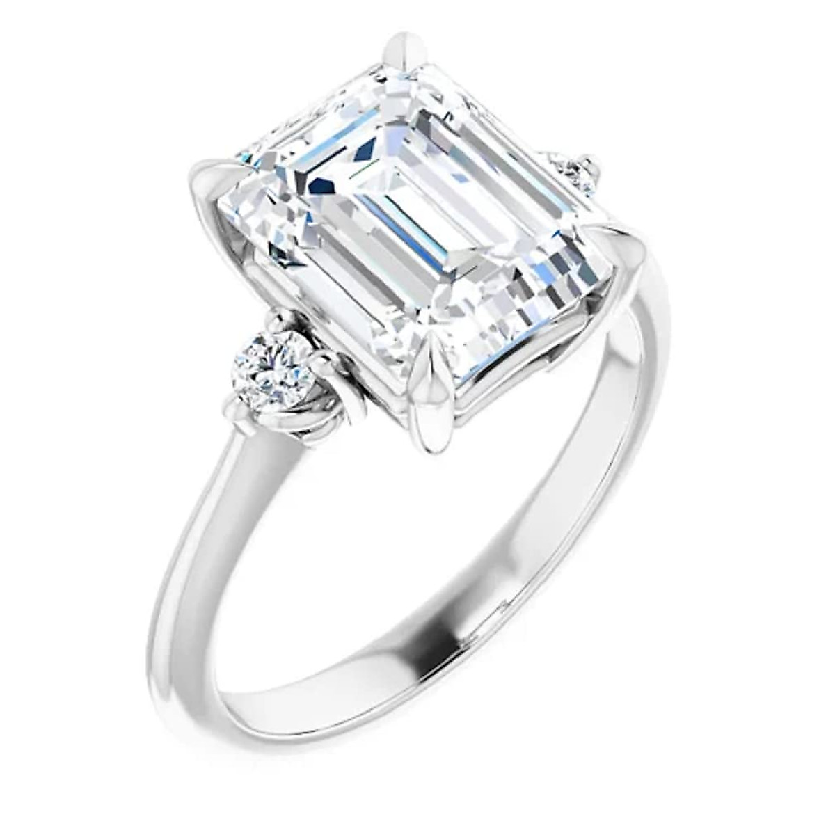 JEWELERYIUM Classic Three Stone Engagement Ring, Emerald Cut 3.00CT, VVS1 Clarity, Colorless Moissanite Ring, 925 Sterling Silver, Wedding Ring, Daily Wear Ring, Perfact for Gift Or As You Want (4.5)