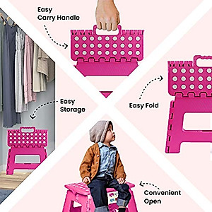 SPLENDOLE Folding Step Stool - 9-Inch Non-Slip Foot Stool for Kitchen, Bathroom, Living Room - Compact and Lightweight Stool Chair with 250-Lb Maximum Weight Capacity Step Stools for Kids and Adults