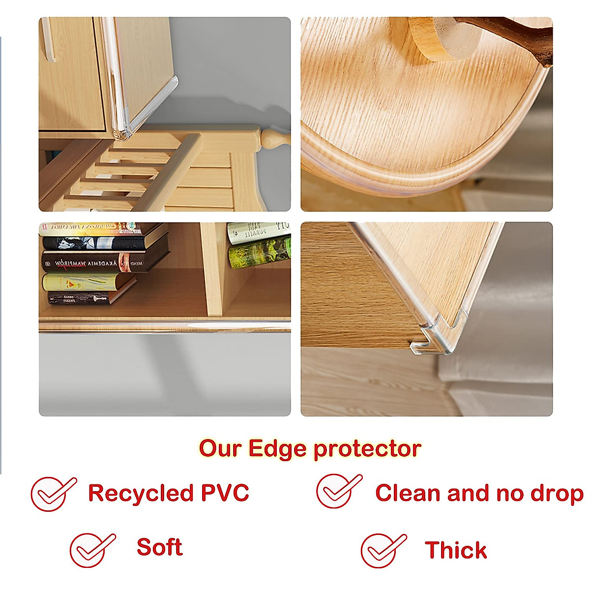 Baby proofing Edge Protector Strip,Clear Soft Silicone Corner Protectors with Upgraded Pre-Taped Strong Adhesive,6.6 FT Edge Guard for Furniture Against Sharp Corner for Cabinets,Tables,Drawers.