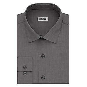 Unlisted by Kenneth Cole mens Slim Fit Solid Dress Shirt, Graphite, 15 -15.5 Neck 32 -33 Sleeve Medium US