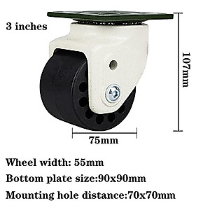 Swivel Castor Wheel Trolley Furniture Caster, Heavy Duty Caster Wheels, 360 Degree Swivel Castors, White Nylon Material, for Furniture Workbench Welding Table, Workbench Caster, 4 Pieces Castor Wheel