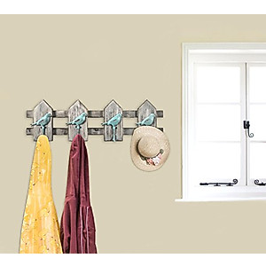 MCS 45889 Birds on a Fence Wall Hooks in Turquoise, 24 inches