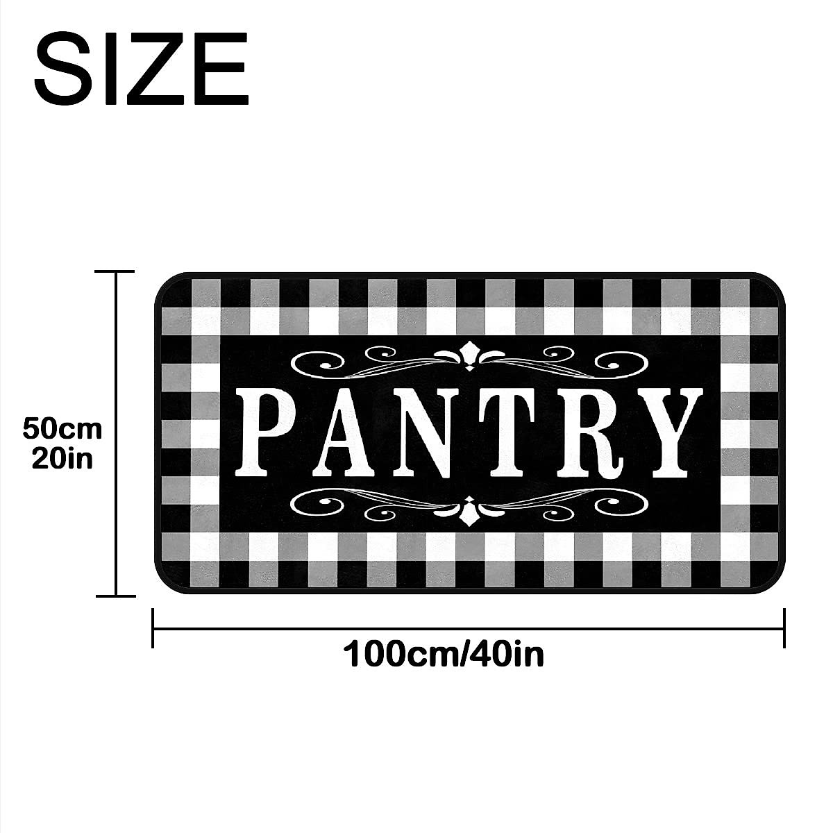 Buffalo Plaid Pantry Kitchen Rug 40 x 20 Inch Non-Slip Cushioned Comfort Entryway Door Mats Perfect Carpet for Home Decor
