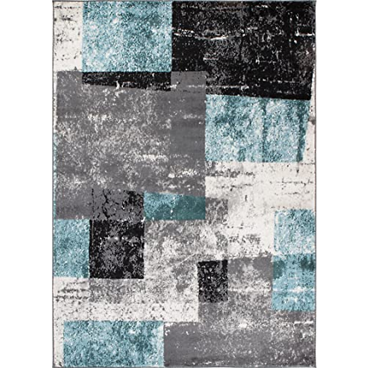 Rugshop Contemporary Abstract Boxes Stain Resistant High Traffic Living Room Kitchen Bedroom Dining Home Office Area Rug 8'x10' Blue