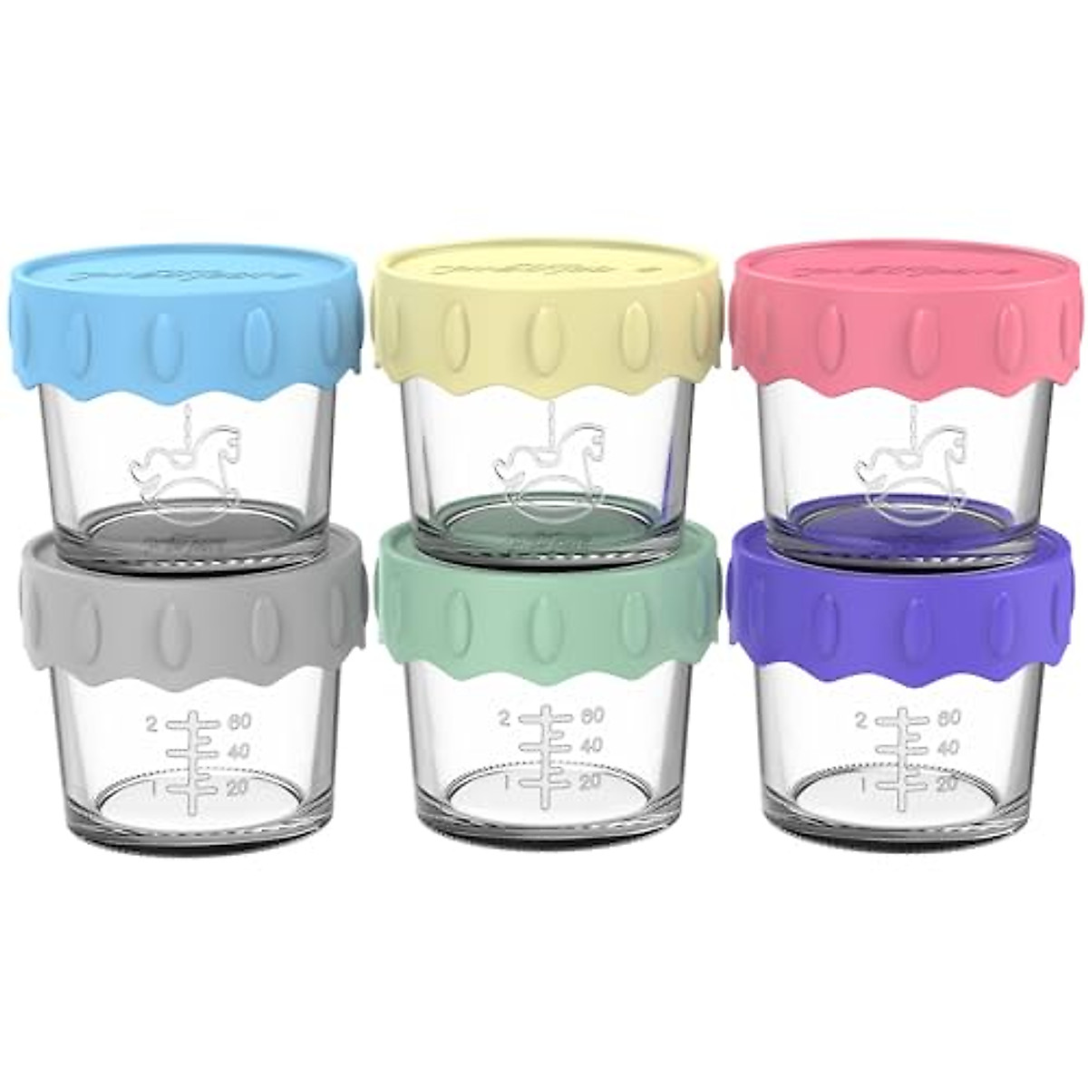 6-Pack Baby Food Storage Containers, 4 Oz Glass Baby Food Jars with Leak-proof Silicone Ring and Lid, Baby Food Containers Freezer Safe for Baby Food Maker, Microwave, Dishwasher