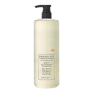 Kristin Ess Hair Fragrance Free Daily Cleansing Shampoo for Sensitive Skin or Scalp - Lightly Clarifying, Shine Enhancing + Hydrating - Vegan, Color + Keratin Safe, Silicone + Sulfate Free 33.8 fl oz