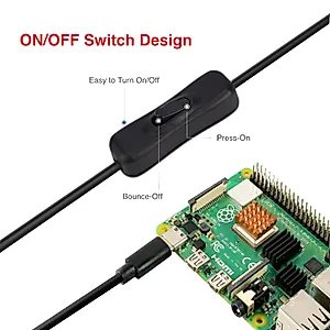 iRasptek Raspberry Pi 4 Power Adapter, 5.1V 3.5A USB C Power Supply with On/Off Switch, for Raspberry Pi 4 Model B/Pi 400 (UL Listed)