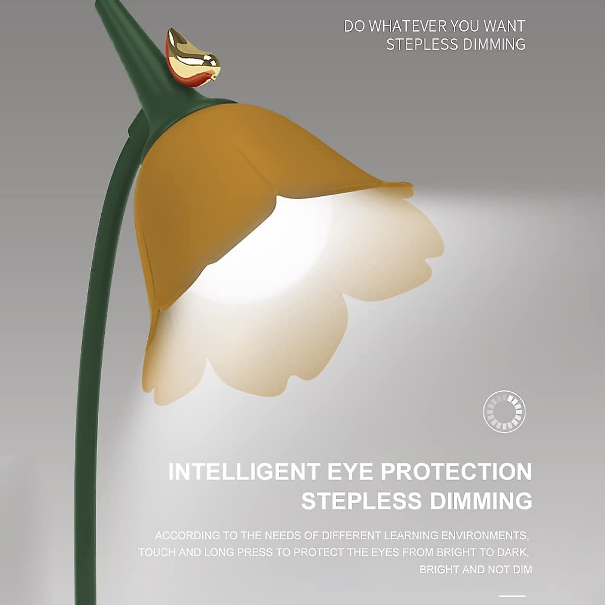 LED Desk Lamp Clip on Lamp Cordless Table Light Adjustable Gooseneck Dimmable Touch Rechargeable Battery Eye-Caring Night Light for Kids,Mini Cute Lamp for College Dorm Bedroom Reading (Yellow)