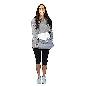 KITTYROO Cat Hoodie, The Original AS SEEN ON TV Kitty Carrying Sweatshirt, with Super Soft Kangaroo Pet Pouch (Large) Grey