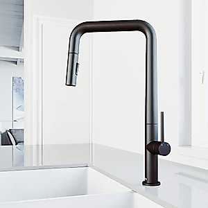 VIGO VG02031MB 18.25" H VIGO Parsons Single Handle Pull-Down Sprayer Kitchen Faucet in Matte Black