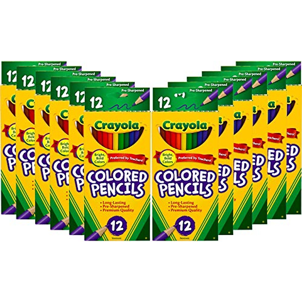 Crayola Colored Pencils Bulk, Kids School Supplies For Teachers, 12 Packs with 12 Colors [Amazon Exclusive]
