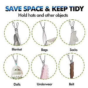 VOLCANOES CLUB Closet Oganizers and Storage - 2 Straps Hat Organizer Over The Door Storage Hanger - Baseball Caps Holder with 40 Clips, - Adjustable Closet Hook For Fitting Door Up To 93 Inch (Black)