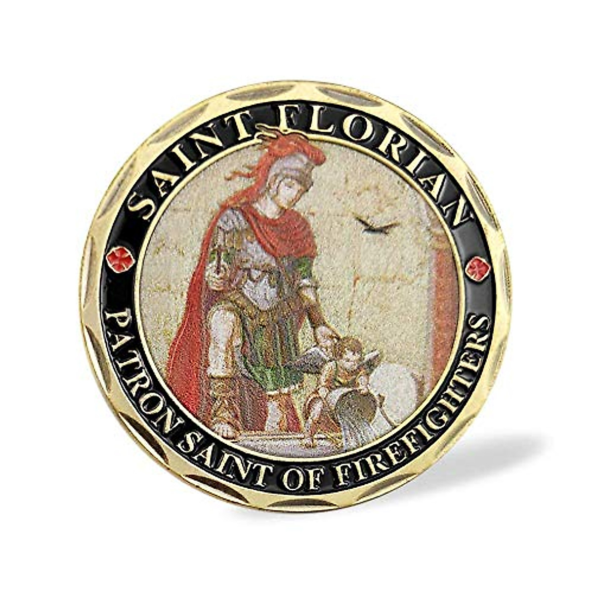 St. Florian Patron Saint of Firefighters with Prayer Challenge Coin