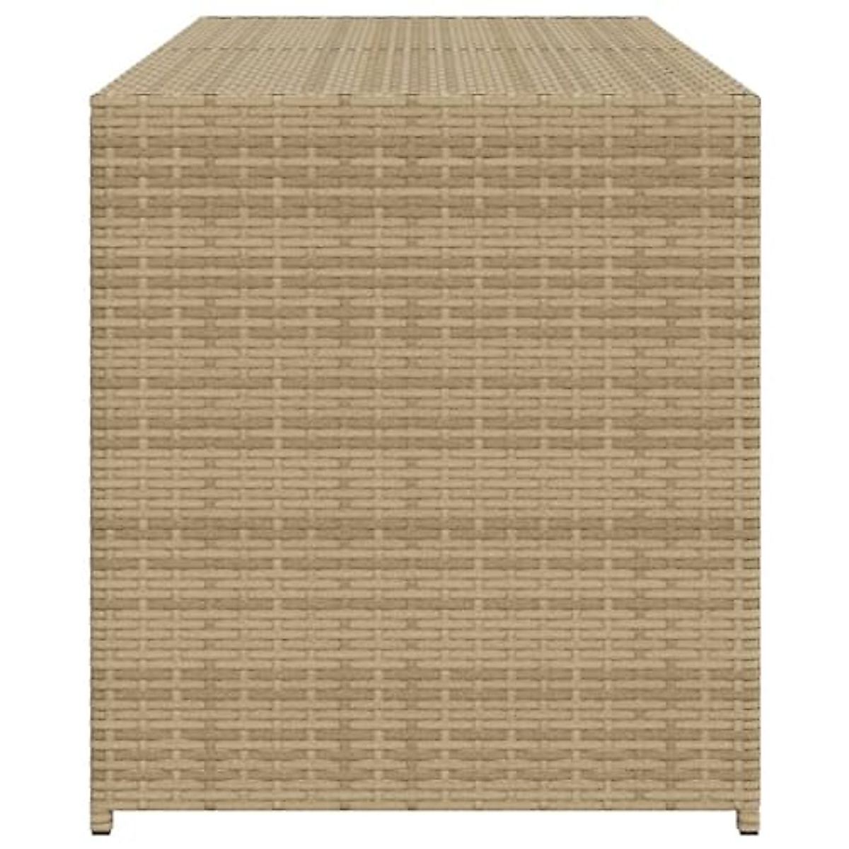 GOLINPEILO 74.8 Gal Outdoor Storage Box, Patio Rattan Deck Box, Wicker Storage Bin Deck Box, Poly Rattan Patio Storage Chest with Hinged Lid for Cushions, Pillows, 47.2"x19.7"x22" Mix Beige