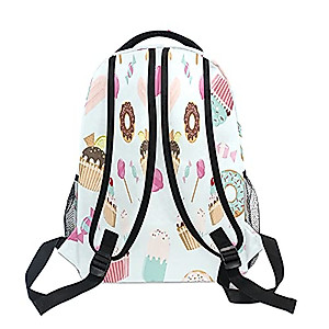 Cupcake Ice Cream Donut School Bag Backpack College Bookbag,Lollipop Fruit Laptop Backpacks Computer Bag Travel Hiking Camping Daypack for Women Girls Men Boys Students
