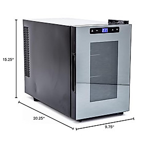 Avanti WCT6C4S Wine Cooler Refrigerator with 6 Bottle Capacity, Thermoelectric Cooling, Freestanding WineCellar, Temperature LED Display, Black