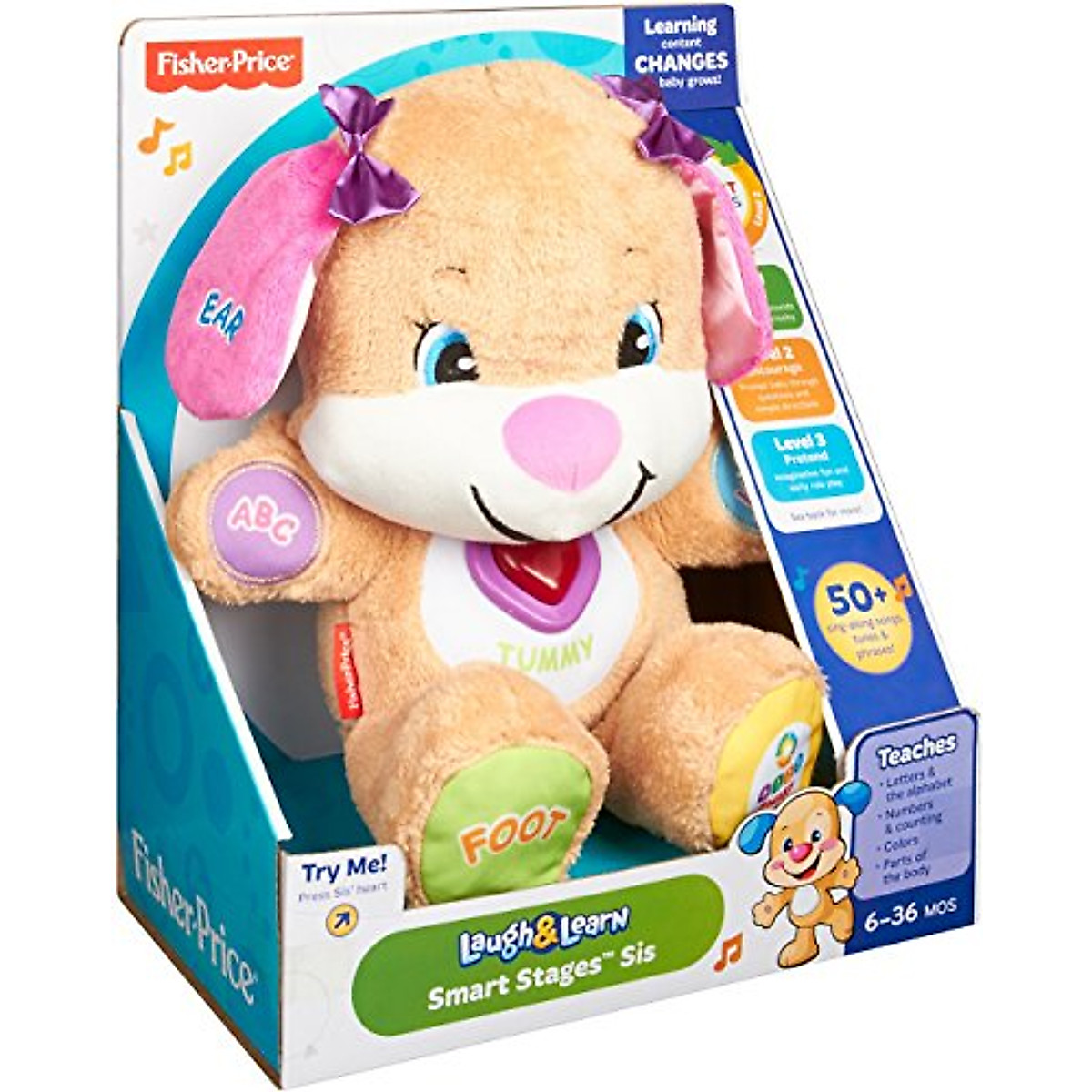 Fisher-Price Laugh & Learn Baby & Toddler Toy Smart Stages Sis Interactive Plush Dog With Music Lights & Learning Content For Ages 6+ Months