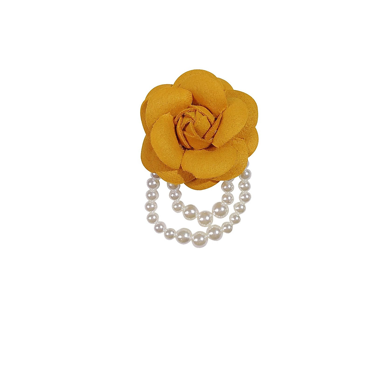 ZZ ZINFANDEL Bohemian Pearl Safety Brooch Pins Flower Brooch Hair Flowers Hairpin Brooch Headpieces,Brooch Pins Shawl Clips for Women Girls Vintage Collar Brooch (Yellow)