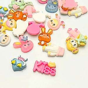 LibiIine 100pcs Mix Lots Flatback Resin Buttons Flat Back Scrapbooking Resin Flatback Craft