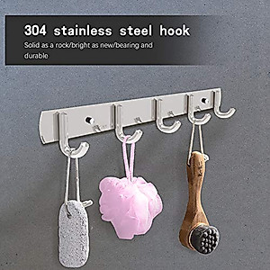 Wall Mount Coat Hook, Rear Door Hook, Stainless Steel 304 Clothes Hook Rack with 5 Heavy Duty Hooks for Durable Wall Hangers for Bedroom, Bathroom, Foyer, Hallway