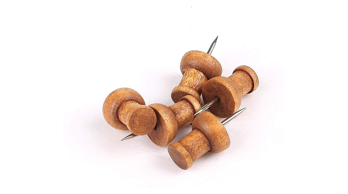 120 Walnut Wood Push Pins for Office & Crafts - Durable & Stylish