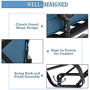 Incbruce Outdoor Rocking Chair with Cushion Glider Bench for 2 Person, Seating Loveseat Steel Frame for Porch, Patio, Garden (Peacock Blue)