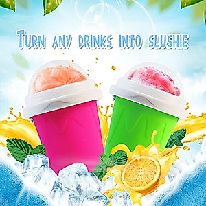 NUFR Slushie Maker Cup, Magic Quick Frozen Smoothies Cup Cooling Cup Double Layer Squeeze Cup Slushy Maker, Homemade Milk Shake Ice Cream Maker DIY it for Children and Family (Green)