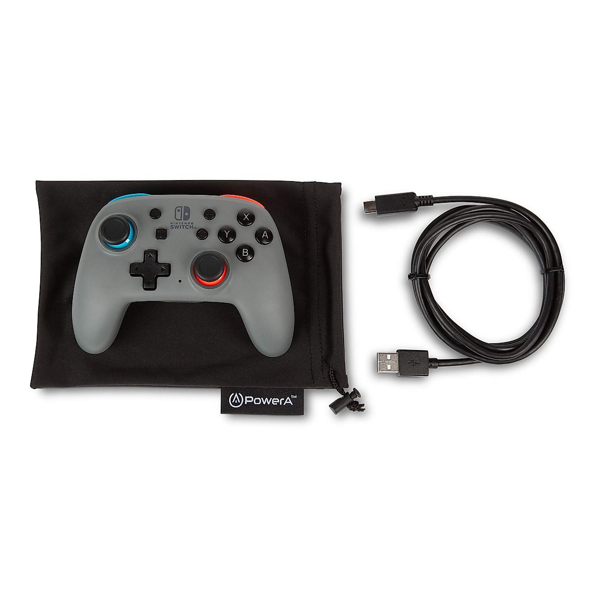 PowerA Nano Enhanced Wireless Controller for Nintendo Switch - Grey-Neon, Works with Nintendo Switch Lite, Bluetooth Controller, Gamepad, Compact, Smaller, Rechargeable, Portable - Nintendo Switch