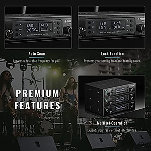Phenyx Pro Wireless Microphone System, Dual Mic Set with Handheld/Bodypack/Lapel Mics,Auto Scan, 2x100 UHF Frequencies,328ft Range,Cordless Microphone for Singing, Karaoke, Church(PTU-71-1H1B)