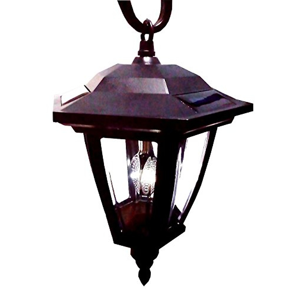 Black Vintage Shepard Hook Solar Lantern Outdoor Light